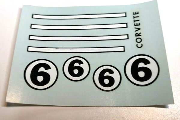 Strombecker Vintage Décalque Feuille pour 1/32 Echelle Corvette #6 Ou #9