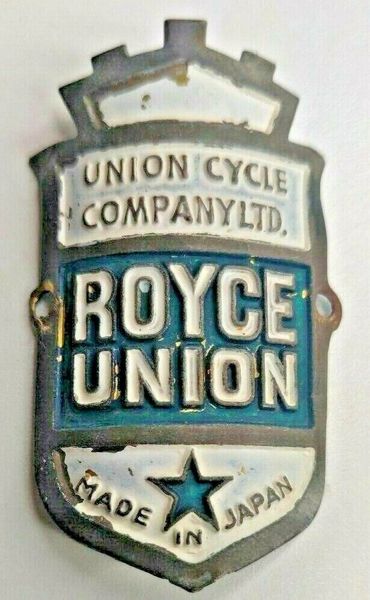 Royce Union vintage nameplate / headbadge. 57 mm high RARE