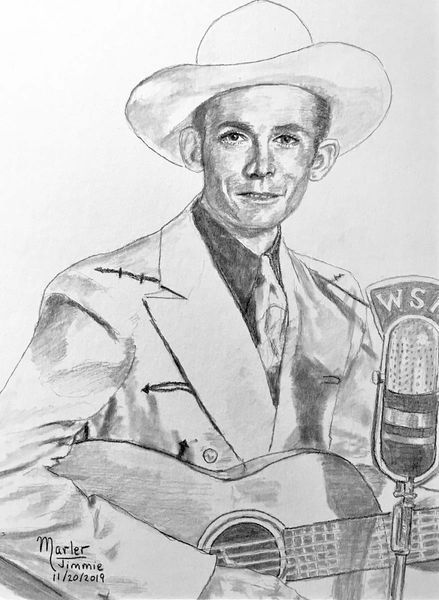 Hank Williams Sr. original pencil drawing