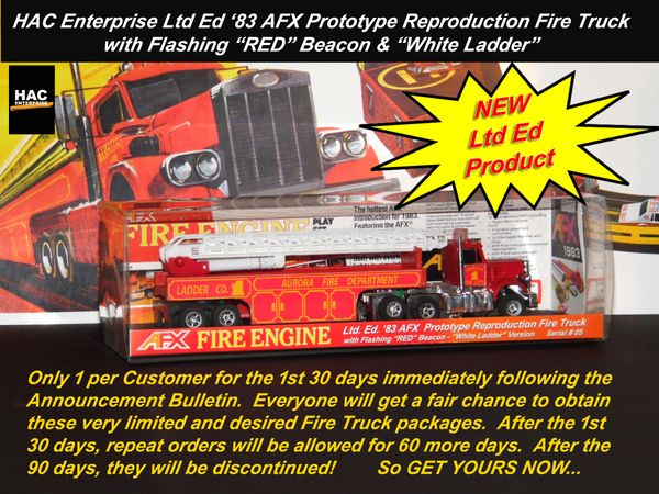 LIMITED EDITION 1983 AFX Reproduction FIRE ENGINE - White Ladder Version