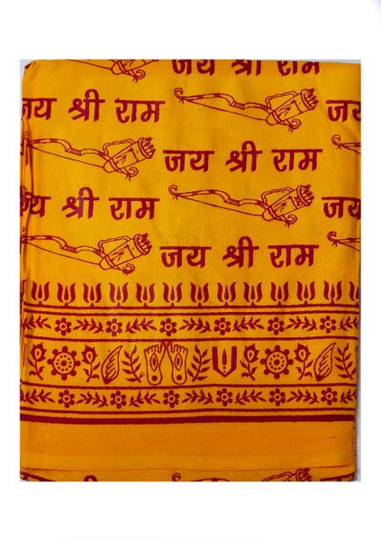 Pure Cotton Yellow Namavali Cloth: Jay Shree Ram