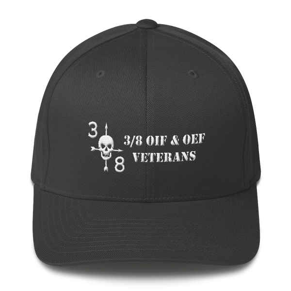 636. 3/8 OIF & OEF Veterans Flexfit Baseball Cap, Charcoal