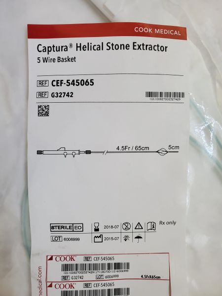 COOK MEDICAL G32742 CAPTURA HELICAL STONE EXTRACTOR 5 WIRE BASKET (x)