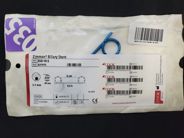 COOK MEDICAL G21975 ZIMMON BILIARY STENT ONLY 10F X 5CM (X)