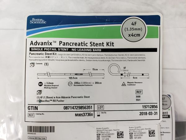BOSTON SCIENTIFIC 3736 ADVANIX PANCREATIC STENT KIT 4F X 4CM
