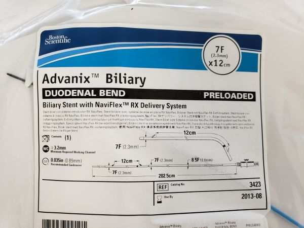 BOSTON SCIENTIFIC 3423 7F X 12CM ADVANIX BILIARY DUODENAL BEND ...