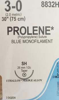 ETHICON 8832H: 3-0 PROLENE BLUE 30" SH TAPER
