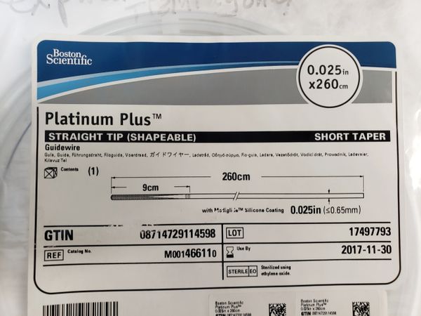 BOSTON SCIENTIFIC 46-611 PLATINUM PLUS GUIDEWIRE, MEDIGLIDE, SHORT ...