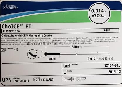 BOSTON SCIENTIFIC 12154-01J CHOICE PT FLOPPY GUIDEWIRE, J-TIP: 0.014" X ...