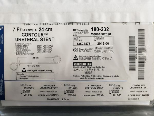 BOSTON SCIENTIFIC 180-232 M0061802320 CONTOUR URETERAL STENT: 7F X 24CM (X)