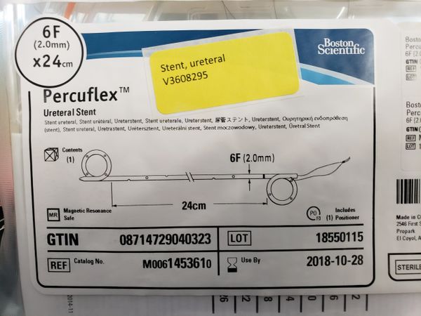 BOSTON SCIENTIFIC 145-361 PERCUFLEX URETERAL STENT 6F X 24CM