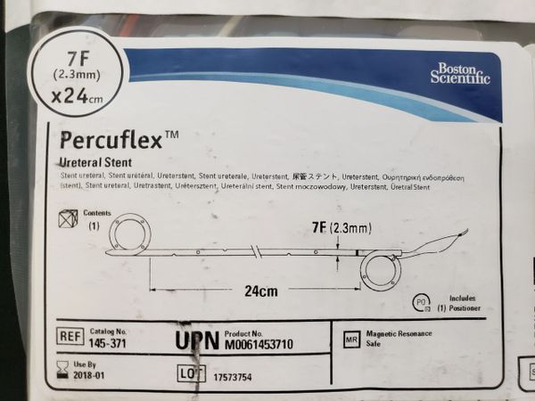 BOSTON SCIENTIFIC 145-371 PERCUFLEX URETERAL STENT 7F X 24CM