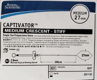 BOSTON SCIENTIFIC 6237 CAPTIVATOR POLYPECTOMY SNARE 27MM