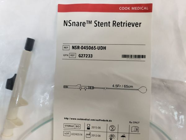 COOK MEDICAL G27233 NSNARE STENT RETRIEVER 4.5F X 65CM