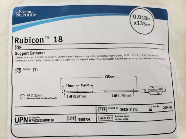 BOSTON SCIENTIFIC 39239-01813 RUBICON 18 SUPPORT CATHETER 4F X 135CM, 0 ...