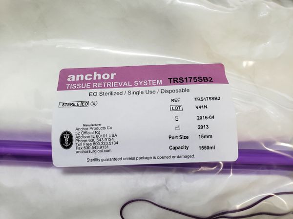 ANCHOR TRS175SB2 SURGICAL TISSUE RETRIEVAL BAG 175, 15MM INTRODUCER