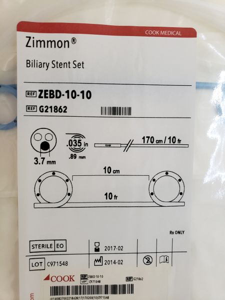 COOK MEDICAL G21862 ZIMMON BILIARY STENT SET