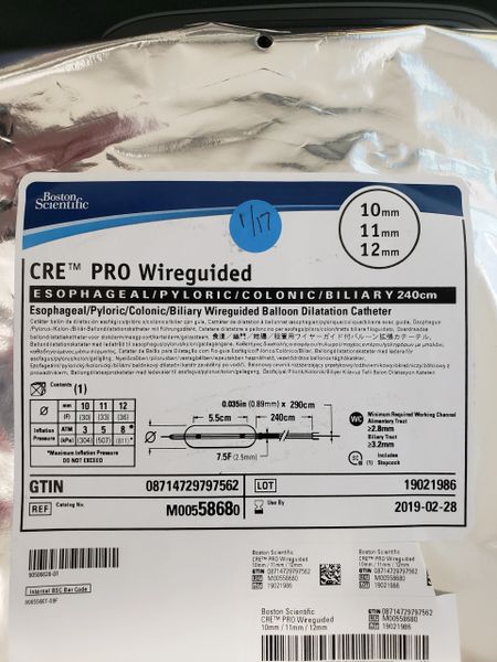 BOSTON SCIENTIFIC 5868 CRE PRO WIREGUIDED BALLOON DILATATION CATHETER
