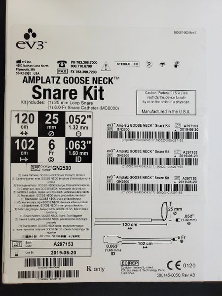 ev3 GN2500 AMPLATZ GOOSE NECK SNARE KIT 6Fr. X 120cm (X)