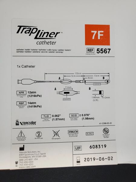 VASCULAR SOLUTIONS 5567 TRAP LINER CATHETER