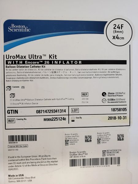 BOSTON SCIENTIFIC 225-124 UROMAX ULTRA HIGH PRESSURE BALLOON KIT