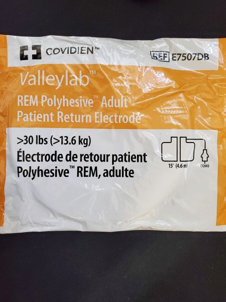 COVIDIEN E7507DB REM POLYHESIVE ADULT PATIENT RETURN ELECTRODE, 15' (X)