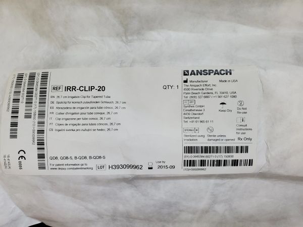 ANSPACH REF-IRR-CLIP-20 IRRIGATION CLIP FOR TAPERED TUBE 26.7 CM