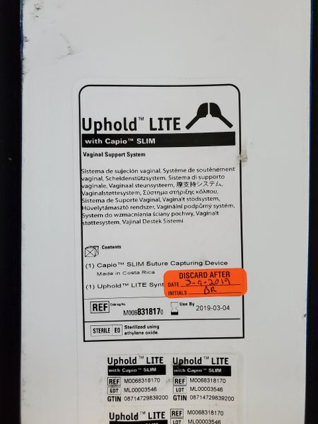 BOSTON SCIENTIFIC 831817 UPHOLD LITE WITH CAPIO SLIM VAGINAL SUPPORT SYSTEM