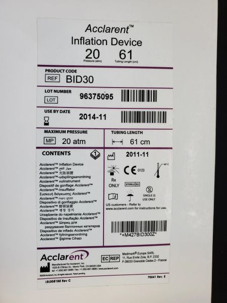 ACCLARENT BID30 RELIEVA SINUS BALLOON INFLATION DEVICE