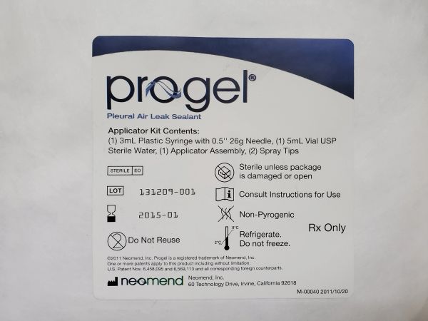 BARD PROGEL PGPS002 PLEURAL AIR LEAK KIT, 4ML (X)