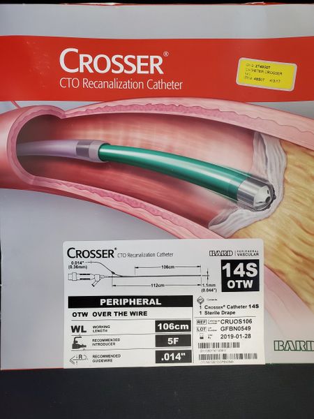 BARD CRUOS106 CROSSER CTO RECANALIZATION CATHETER: 14S PERIPHERAL, OTW