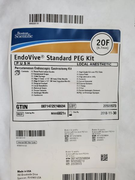 BOSTON SCIENTIFIC 6821 ENDOVIVE STANDARD PEG KIT, PUSH LOCAL ANESTHETIC ...