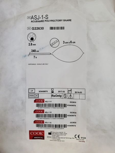 COOK MEDICAL G22630 ACUSNARE POLYPECTOMY SNARE: 3CM X 6CM, JUMBO OVAL