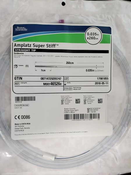 BOSTON SCIENTIFIC 46526 AMPLATZ SUPER STIFF STRAIGHT TIP GUIDEWIRE(X ...