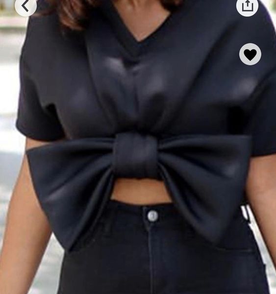 Black crop top with big bow