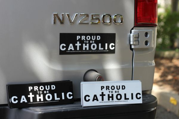 PROUD TO BE CATHOLIC CAR MAGNET