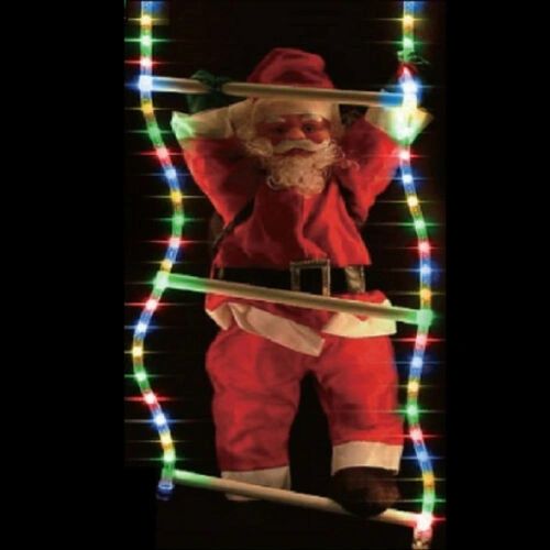 Santa Climbing MULTI LED RopeLight Ladder SOLAR Flashing Outdoor ...