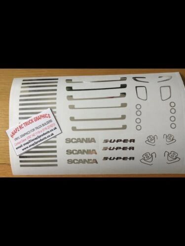 Tamiya 1/14 RC Truck grill Decals. With Extras. V8 Window Decals.