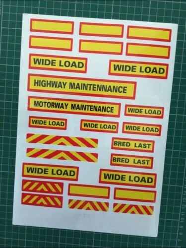 Sheet of Wide Load & Safety Decals. EB.0005. Printed on white vinyl.