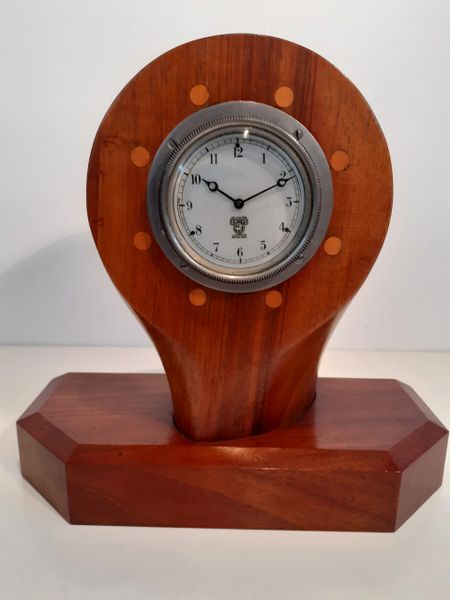 World War I Mantle Clock in an original Mahogany Plane Propeller,