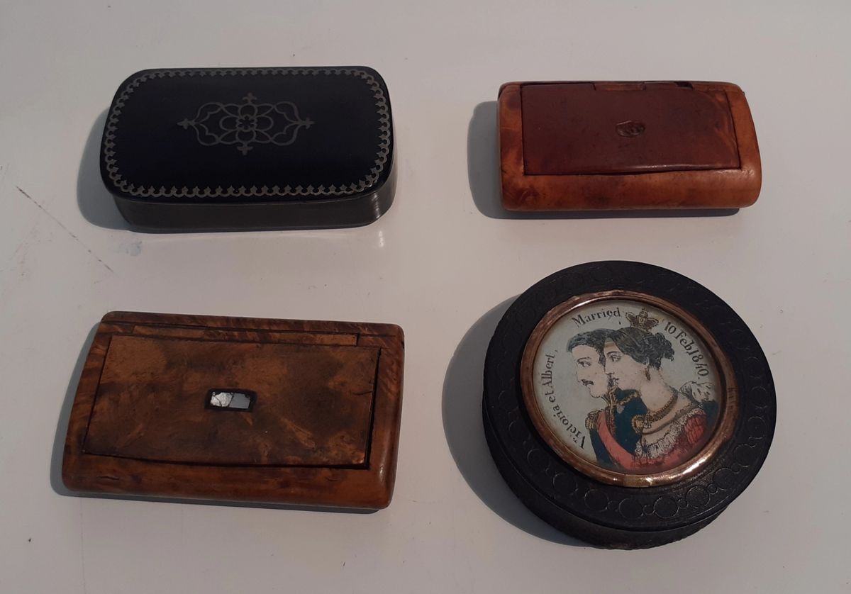 SOLD, Four Victorian Snuff Boxes