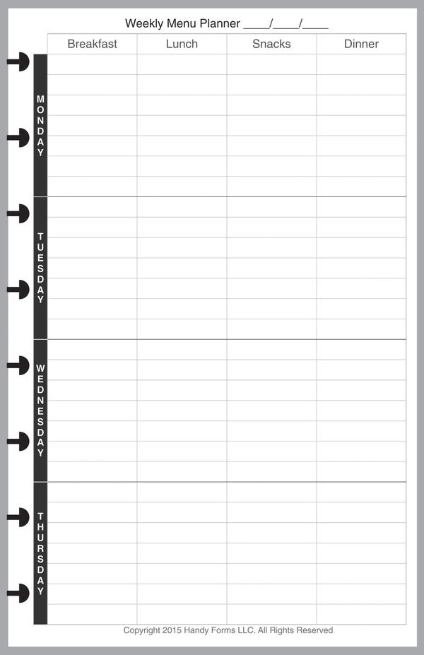 Printable Blank Menu Templates