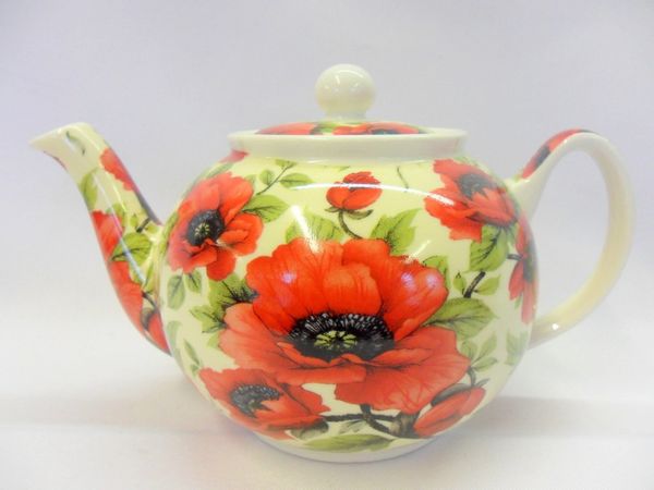 Red poppy 2 cup teapot
