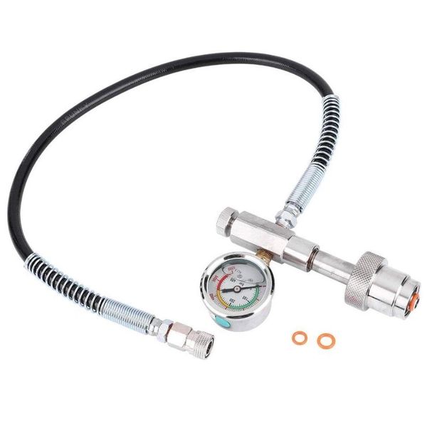 Scba tank adapter with gauge and fill hose
