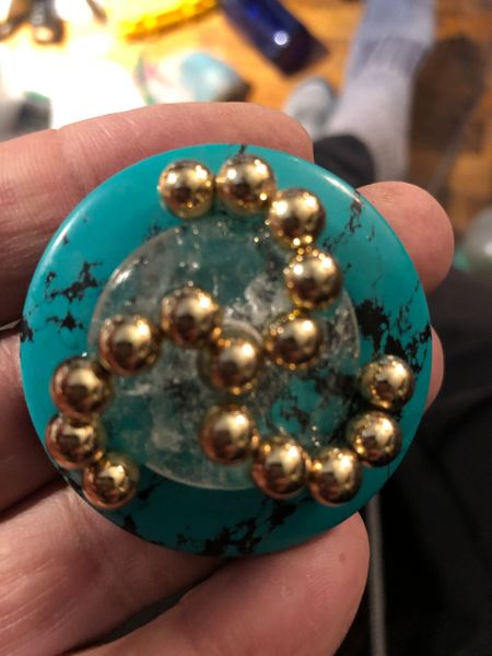 Turquoise Crystal Magnetic Disc, Tesla Activated