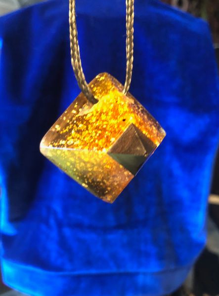 High Powered Amber & 24k Gold Orgone Pyramid Shield