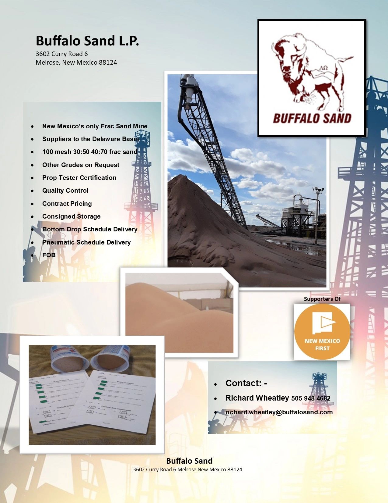 Buffalo Sand Spec Sheets | Buffalo Sand