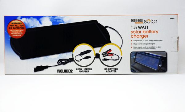 Thunderbolt Solar Battery Charger 1.5 Watt 12v Amorphous Crystal