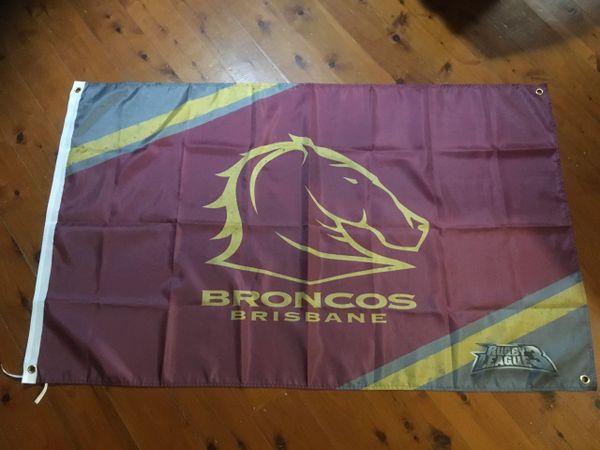Brisbane broncos NRL rugby league club. Man cave flag banner poster ...
