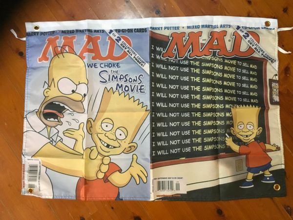 Homer Simpson. mad magazine. Mancave ideas flag banner poster gift idea ...